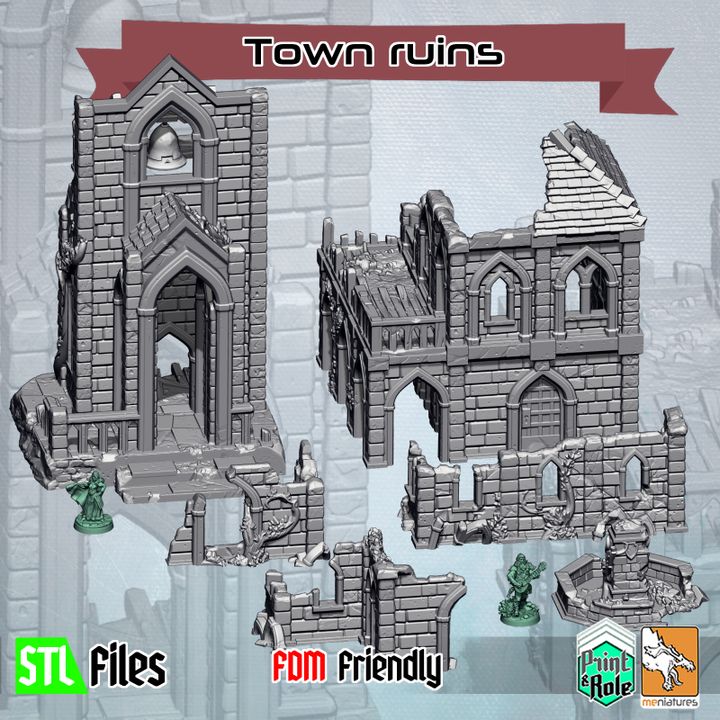 3D Printable Town Ruins by MEniatures